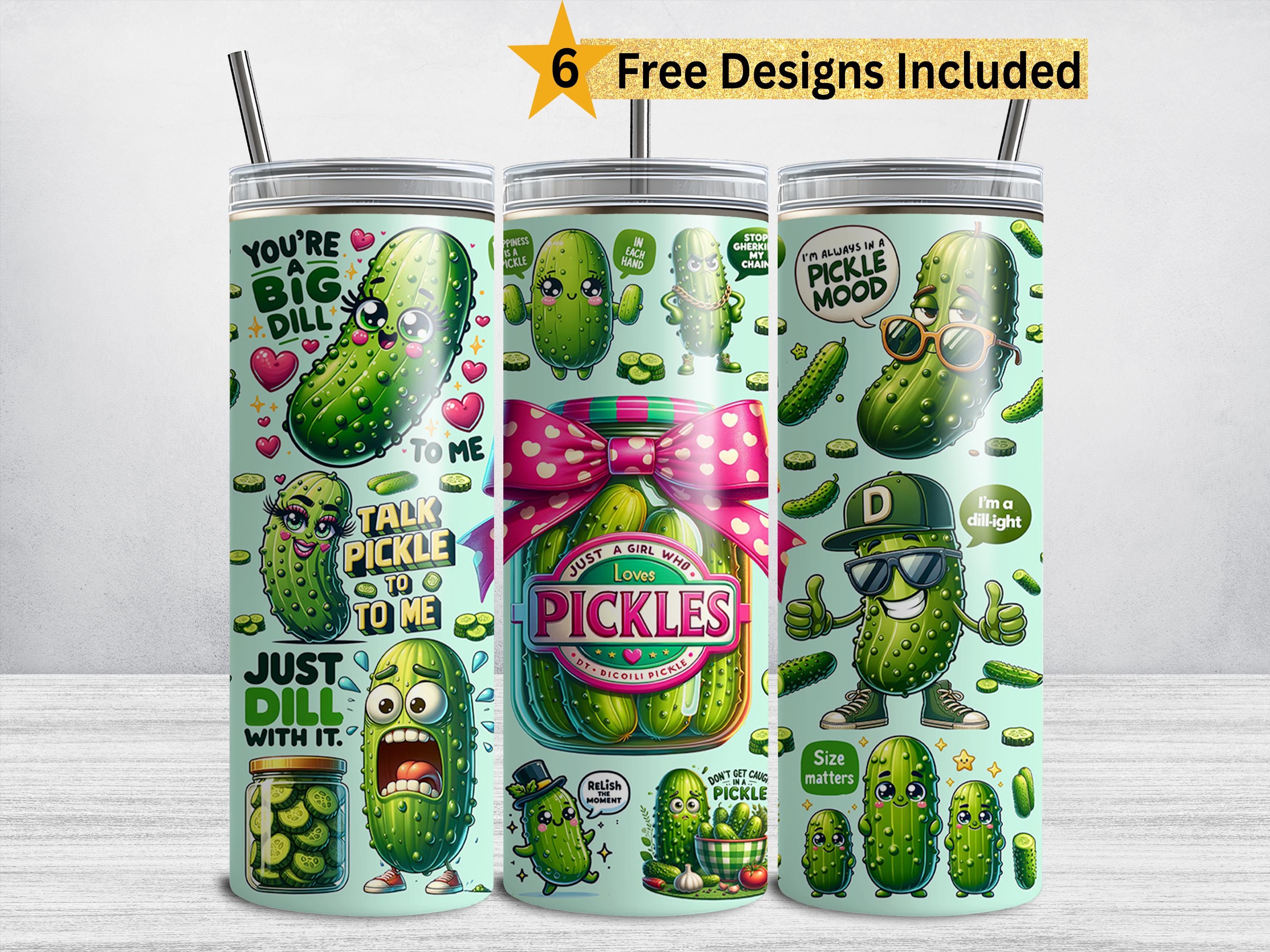 Funny Pickle Tumbler Wrap, Just a Girl Who Loves Pickles, 20 Oz Skinny ...