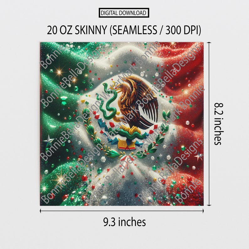 Mexican Flag Tumbler Wrap, Mexico Flag Wrap 20 Oz Skinny Tumbler ...