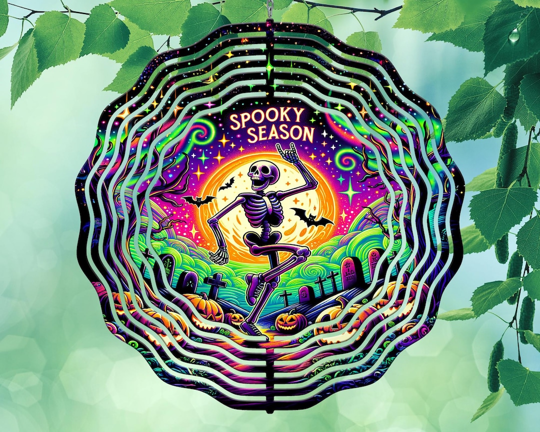 Skeleton Spooky Season Wind Spinner PNG, Halloween Sublimation Wind ...