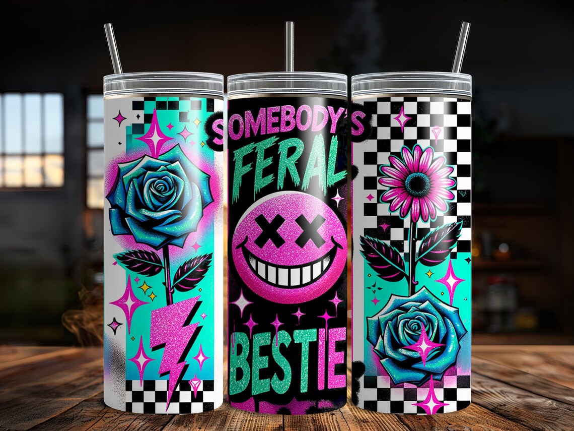 Friendship Tumbler Wrap, Besties 20 Oz Skinny Tumbler Sublimation ...