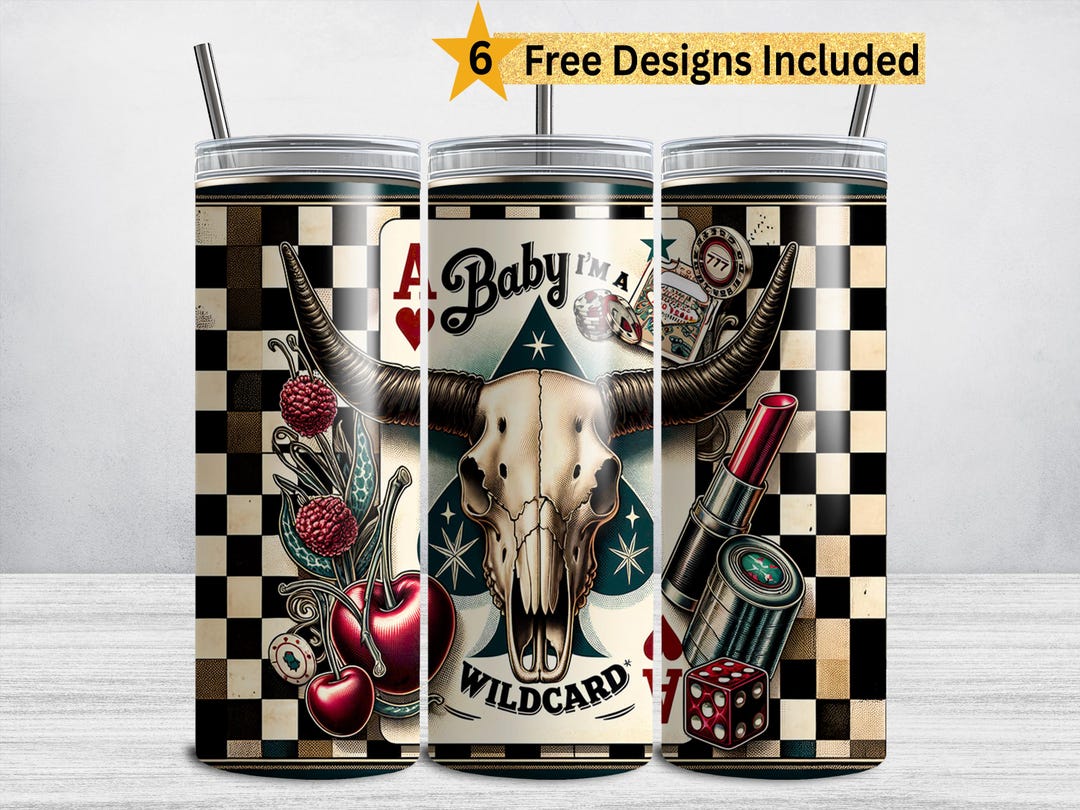 Country Cowgirl Tumbler Wrap, Baby I'm a Wildcard, Western 20 Oz Skinny ...