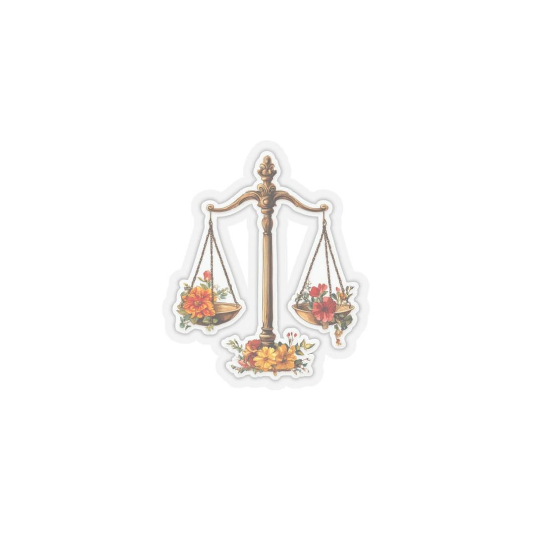 Golden Scales of Justice Sticker | Law Student Gift | Floral Legal Art ...