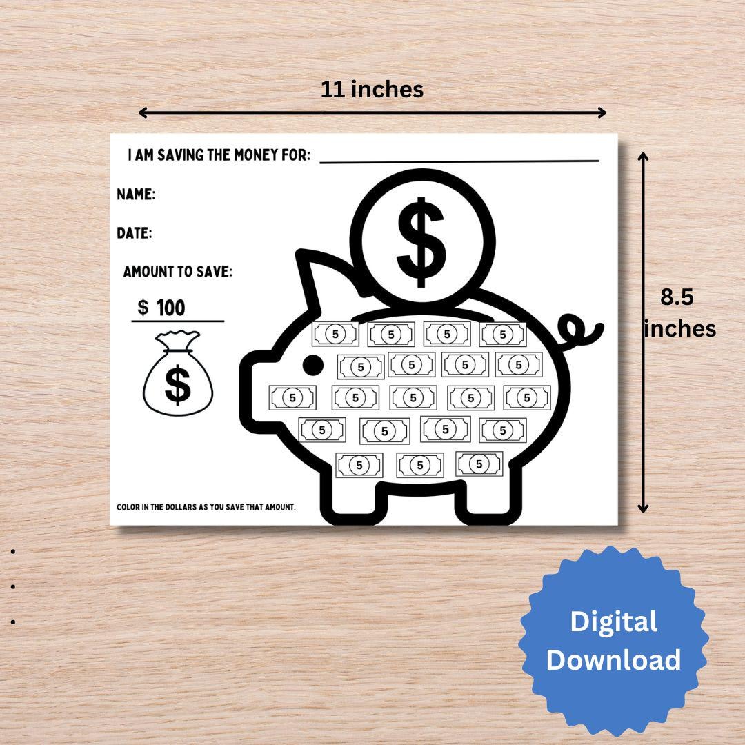 Printable Saving 100 Dollars Money Goal Worksheet for Kids - Teach ...