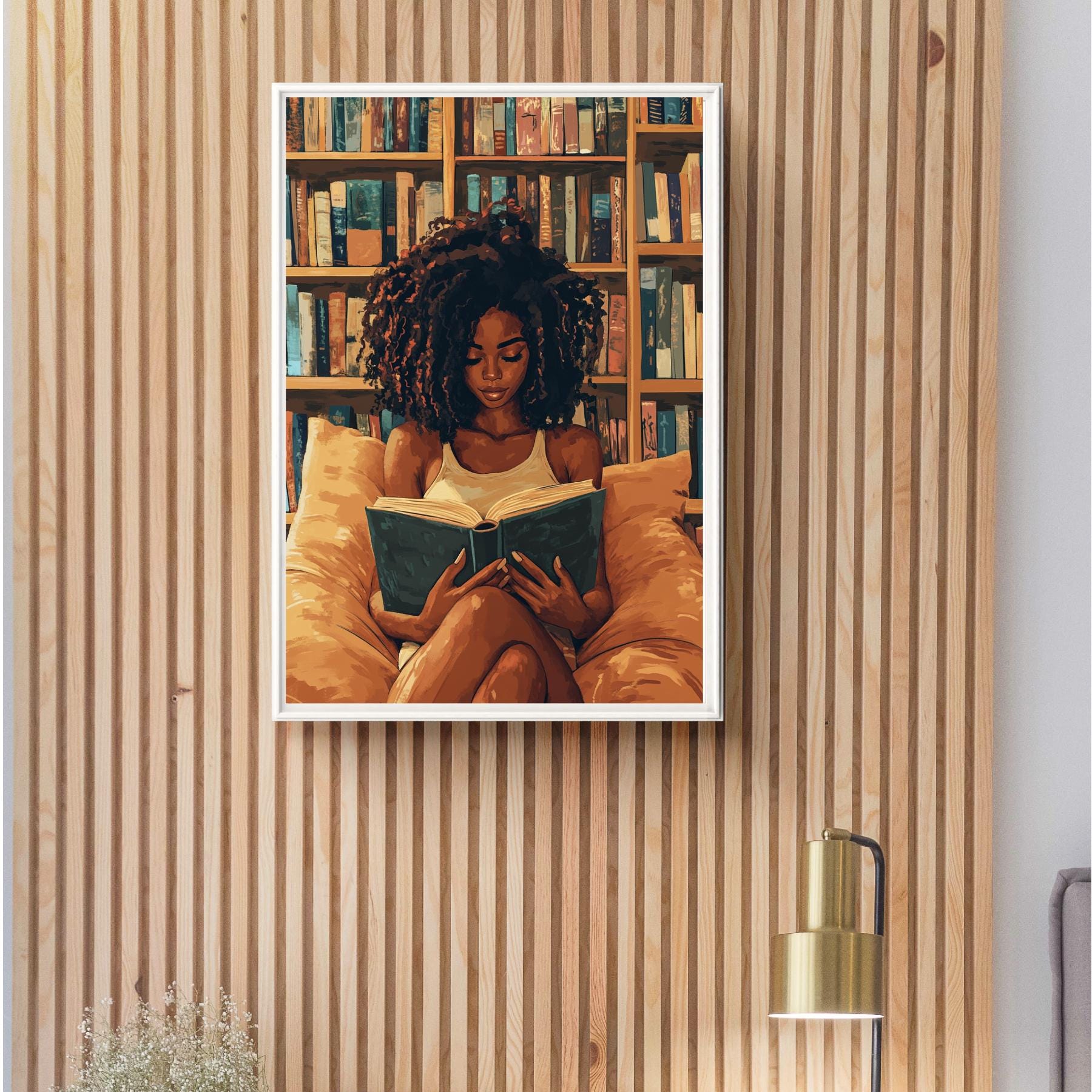 Girl Book Art - Black Woman Reading | Afrocentric Wall Print | Book ...