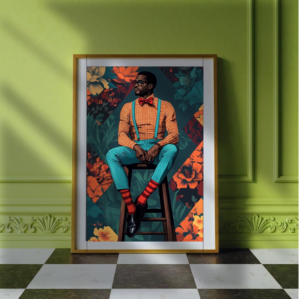 Afro Dandyism Art – Black Man Fashion Print, African American Modern ...