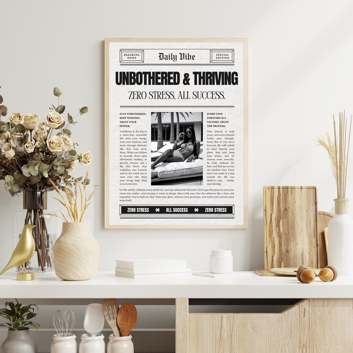 Trendy News Print - Black Woman Art- Newspaper Poster– Aesthetic ...