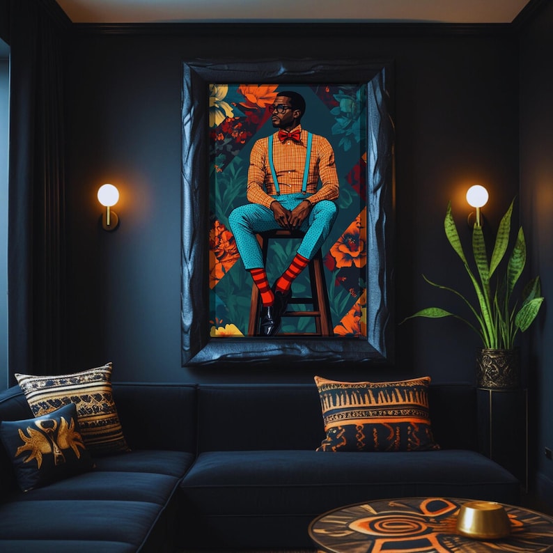 Afro Dandyism Art – Black Man Fashion Print, African American Modern ...