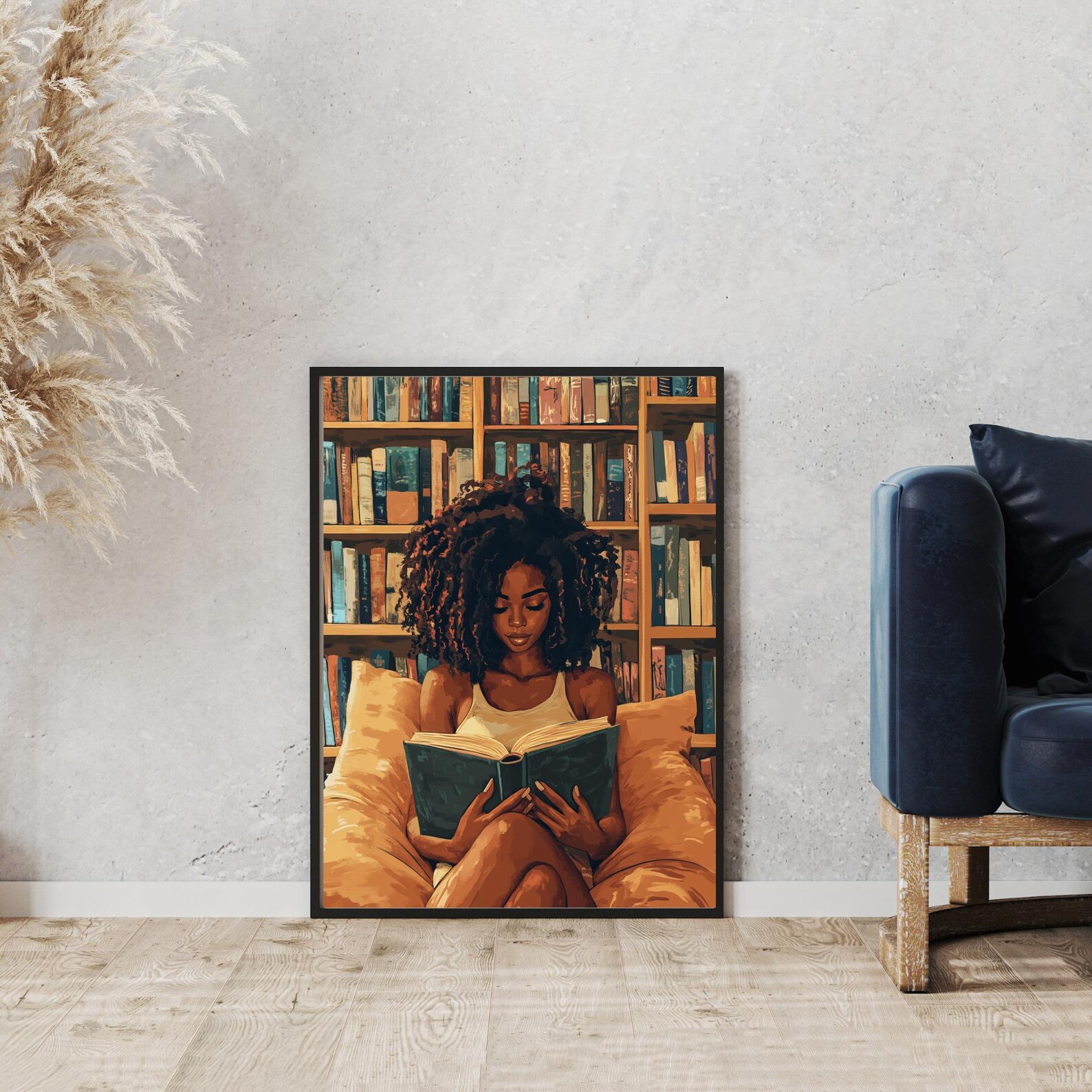 Girl Book Art - Black Woman Reading | Afrocentric Wall Print | Book ...