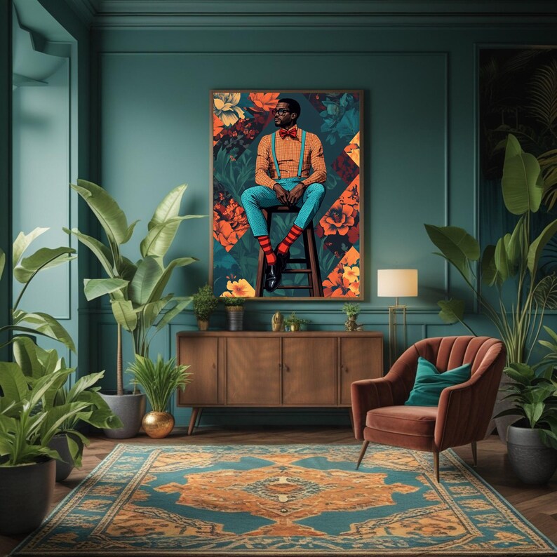 Afro Dandyism Art – Black Man Fashion Print, African American Modern ...