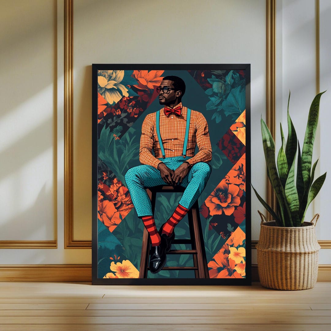 Afro Dandyism Art – Black Man Fashion Print, African American Modern ...