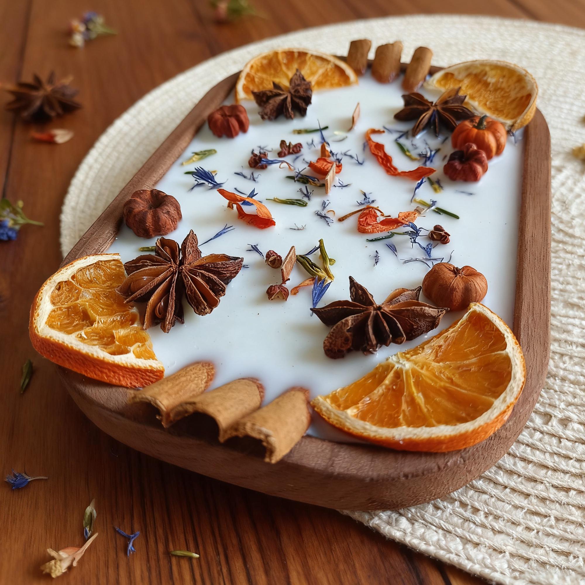 Orange Cinnamon Cornflower Dough Bowl Candle, 3 Wood Wick Handmade ...