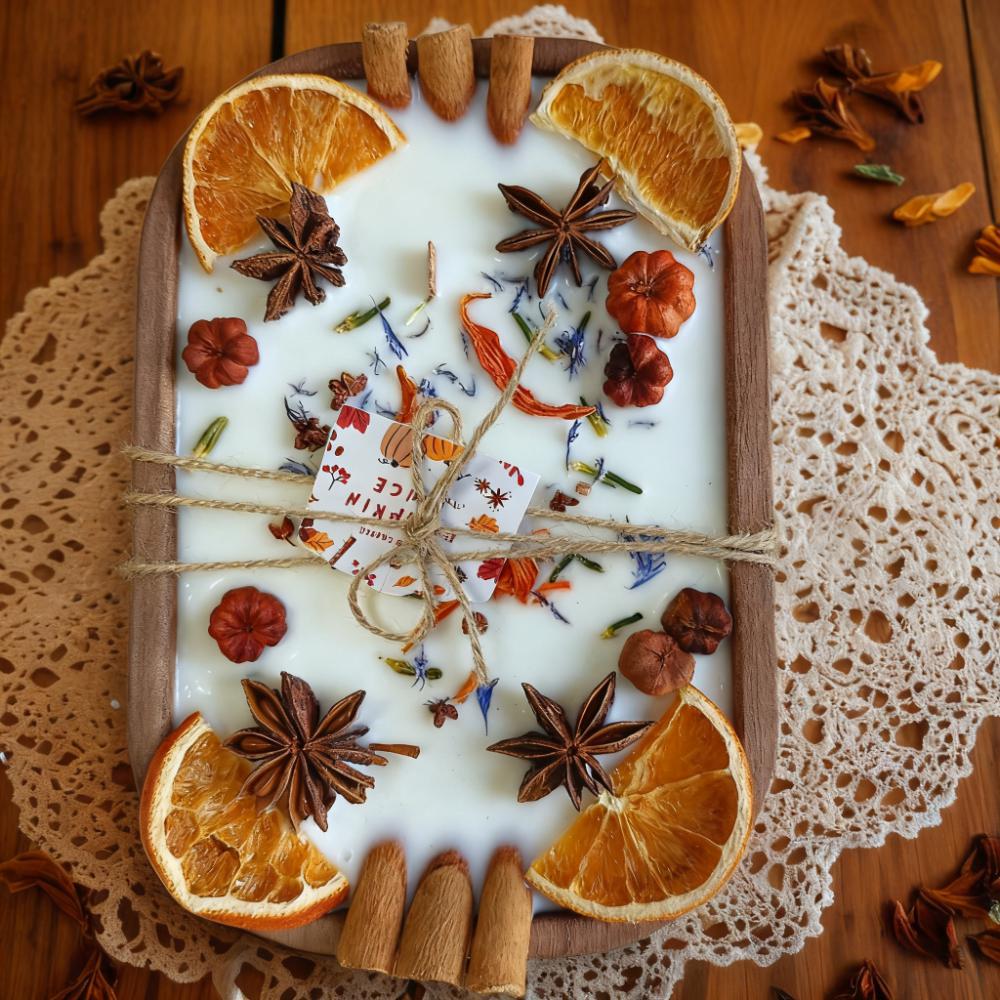 Orange Cinnamon Cornflower Dough Bowl Candle, 3 Wood Wick Handmade ...