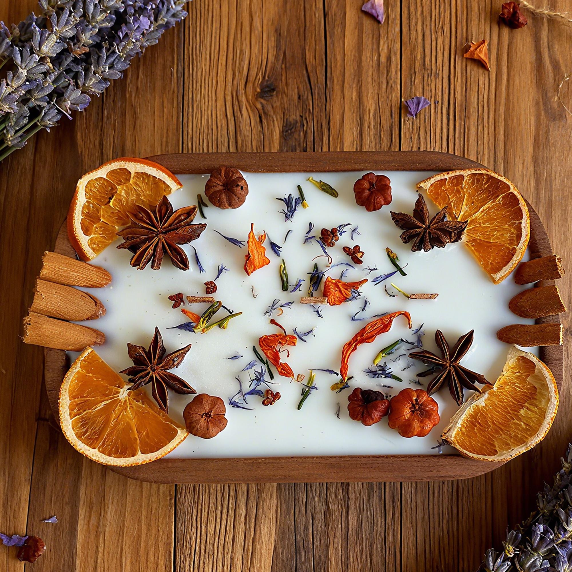 Orange Cinnamon Cornflower Dough Bowl Candle, 3 Wood Wick Handmade ...