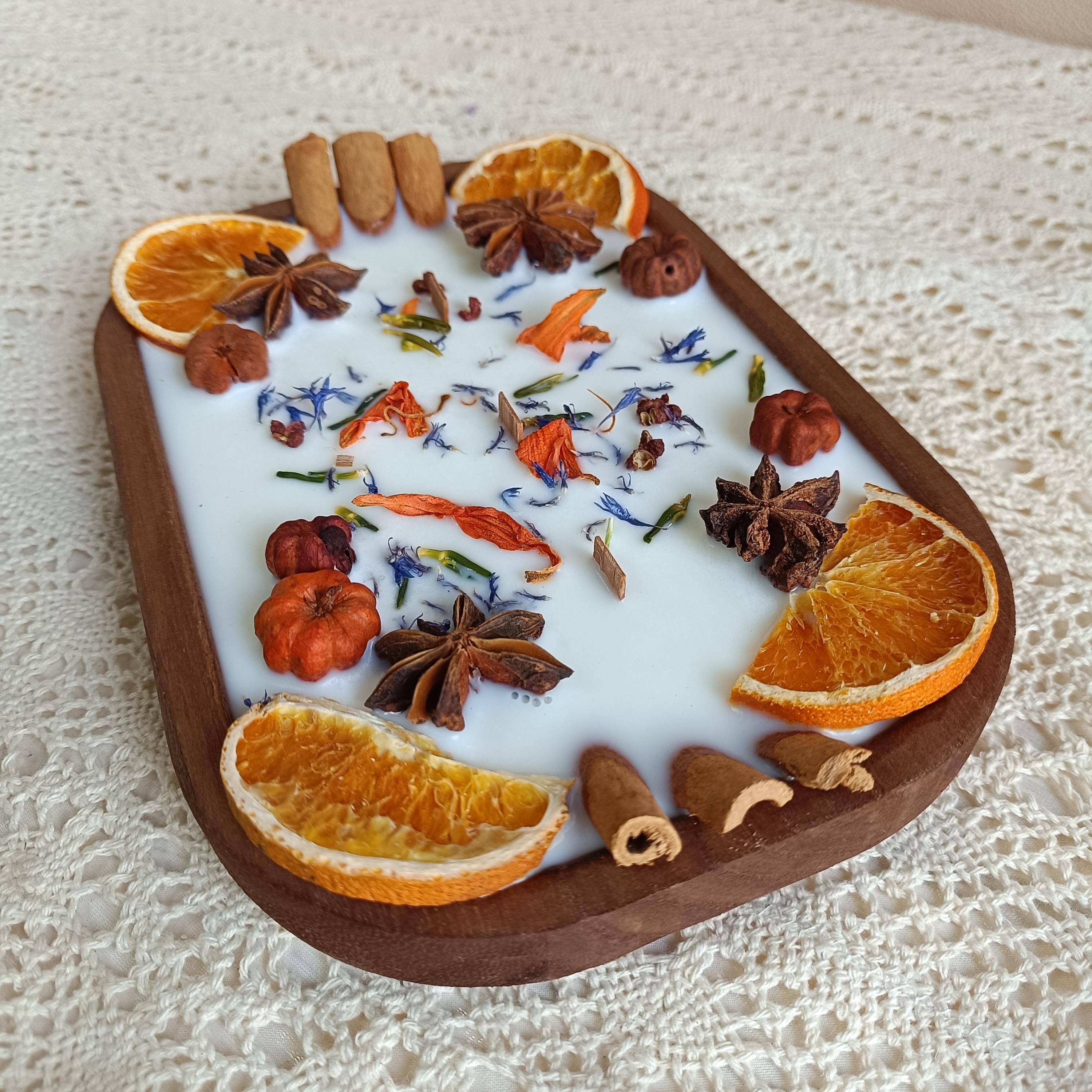 Orange Cinnamon Cornflower Dough Bowl Candle, 3 Wood Wick Handmade ...