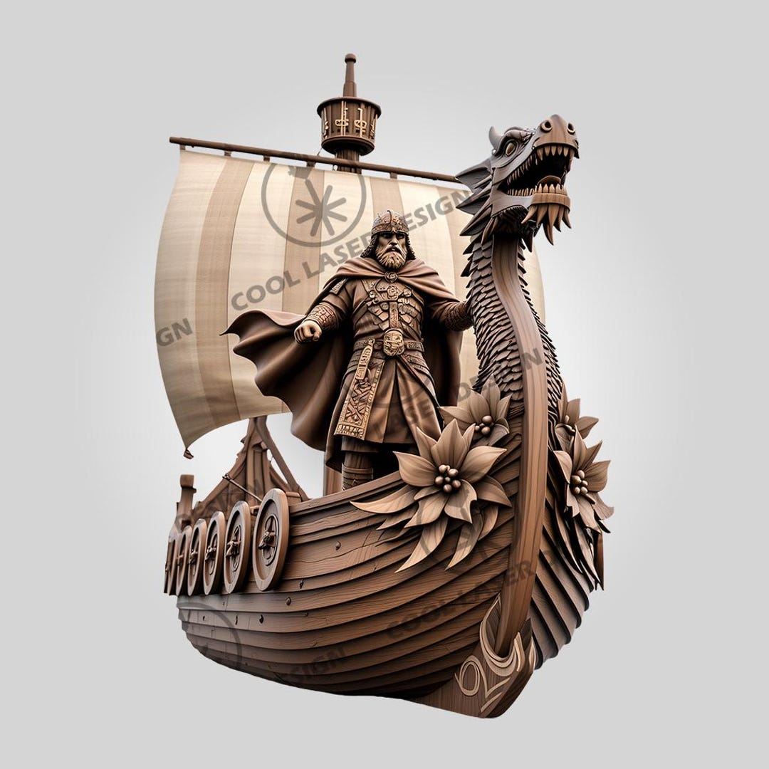 3D Illusion Viking Laser Engraving File, Norse Ship Digital Art, Laser ...