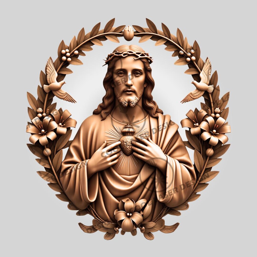 Jesus Holding Heart 3D Illusion, Religious Laser File for Engraving ...