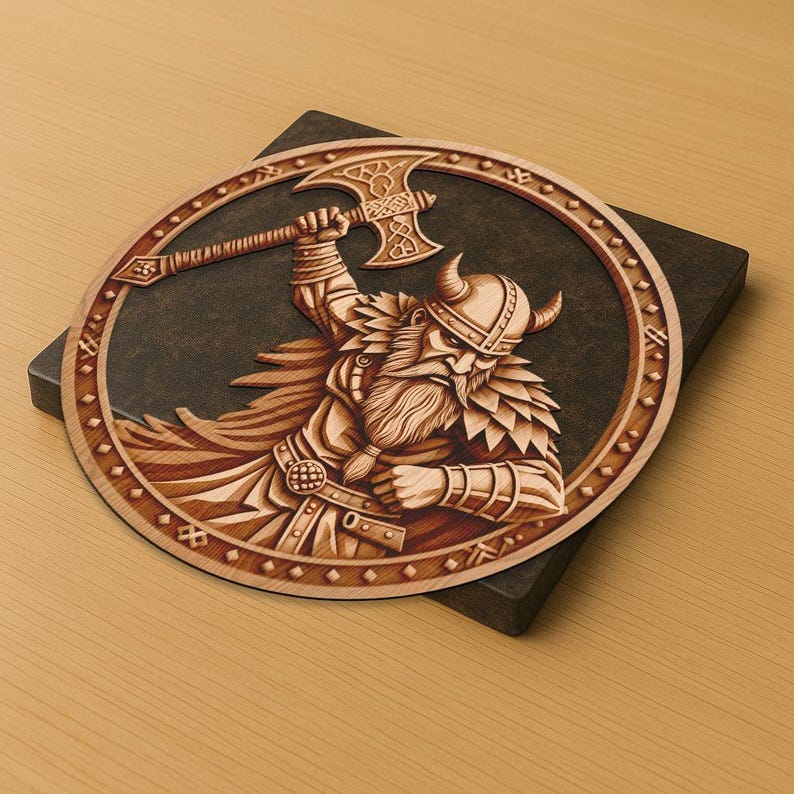3D Illusion Viking Laser Engraving File, Norse Warrior Art Design for ...