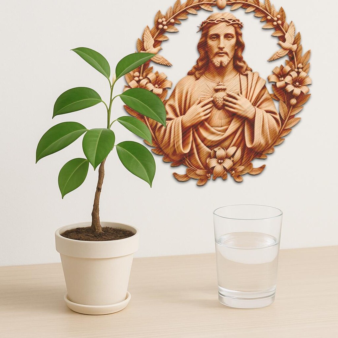 Jesus Holding Heart 3D Illusion, Religious Laser File for Engraving ...