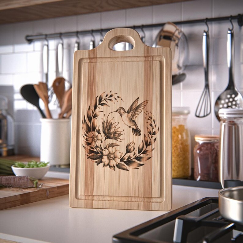 Laser Engraving File Hummingbird Charcuterie Board Design - Etsy