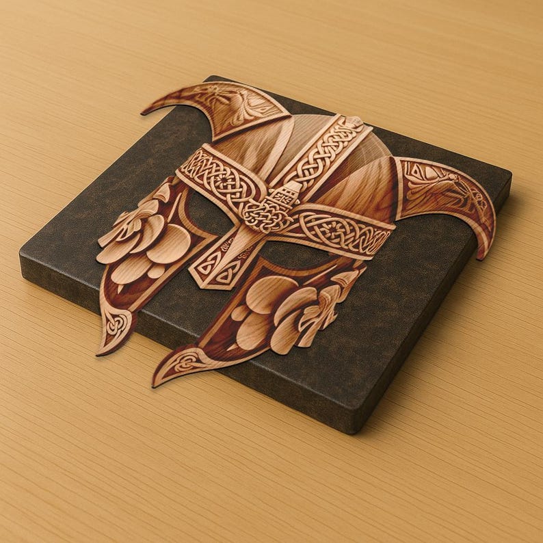 3D Illusion Viking Laser Engraving File, Norse Warrior Helmet Art ...