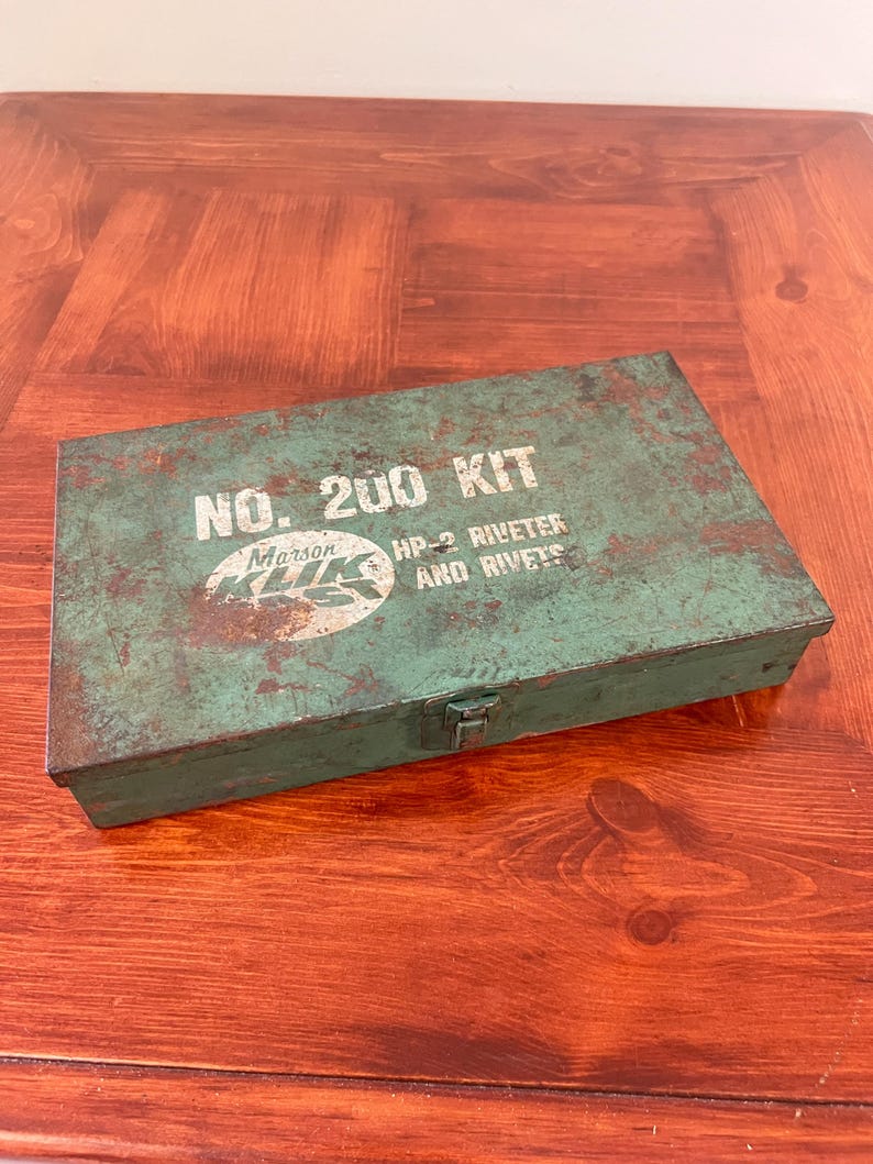 Marson Klik Fast Vintage Mid Century Rusted No. 200 Kit Rivet Tin Box ...