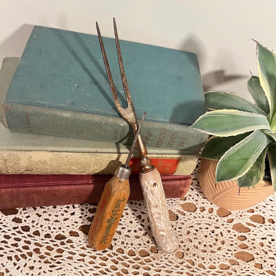 Vintage Ice Pick & Antler Horn Fork Set - Etsy