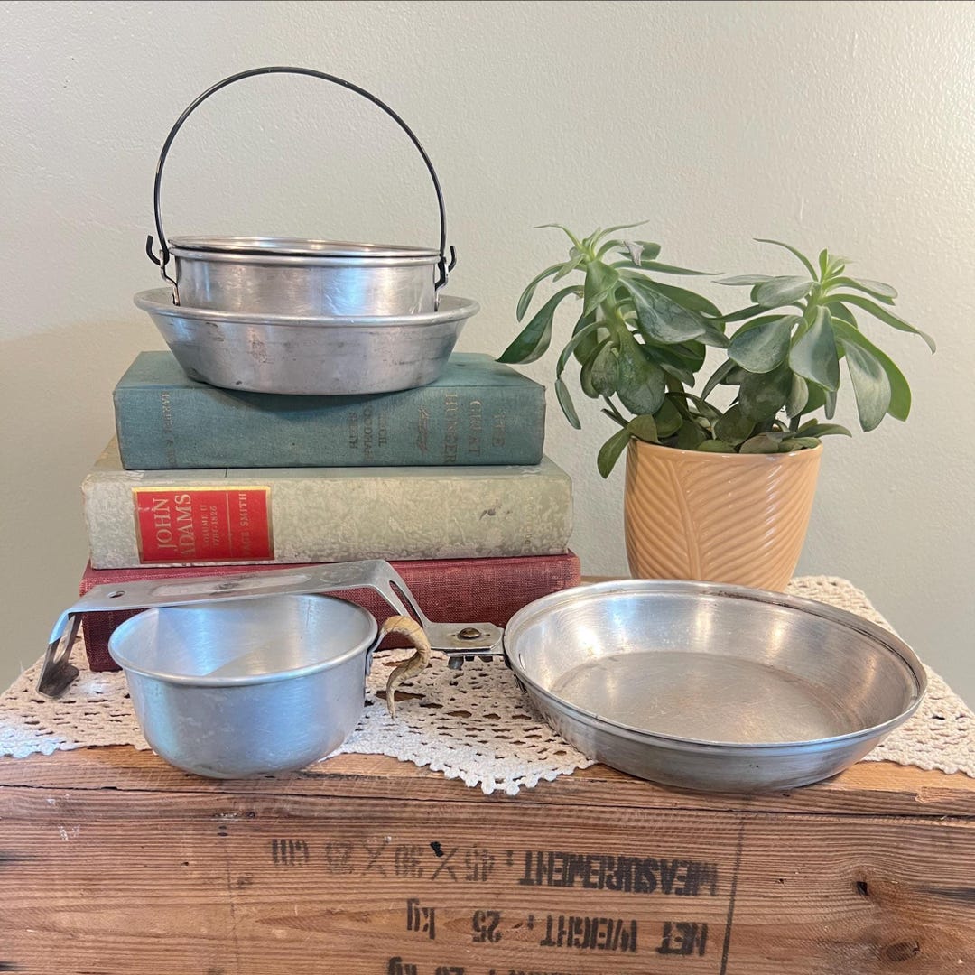 Vintage 1950s Boy Scouts Mess Kit: Metal Pot, Plate, Cup & Bowl - Etsy