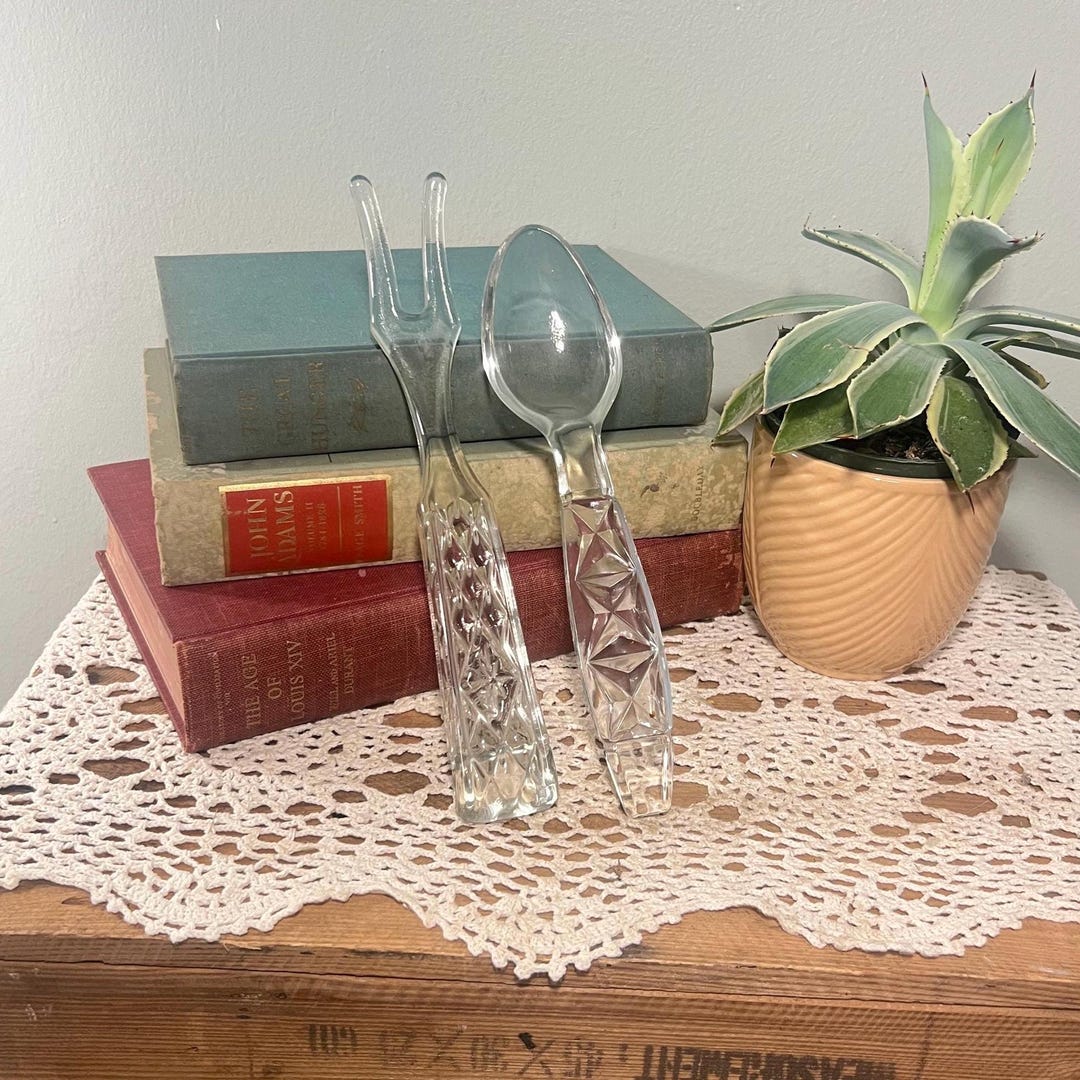 Vintage Crystal Serving Fork Spoon Utensils - Etsy
