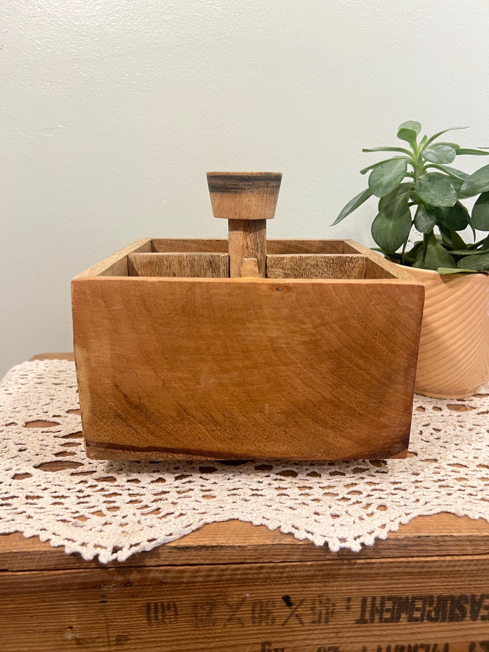 Centro de mesa Lazy Susan de madera tallada a mano vintage para ...