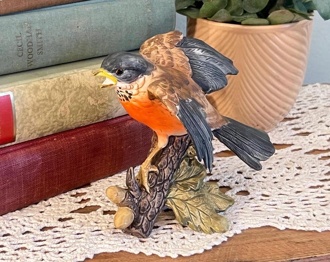 Vintage UCTCI Japan Bisque Ceramic Robin Bird Birds on a Branch ...