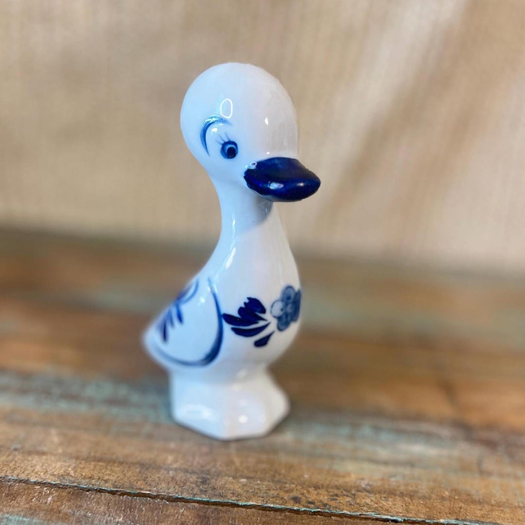 Delft Blue Porcelain Cobalt Duck Figurine Vintage Hand Painted Geese ...