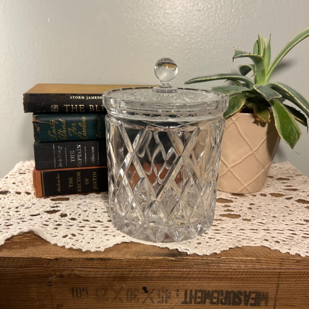 Vintage Crystal Biscuit Barrel, Cookie Jar - Etsy