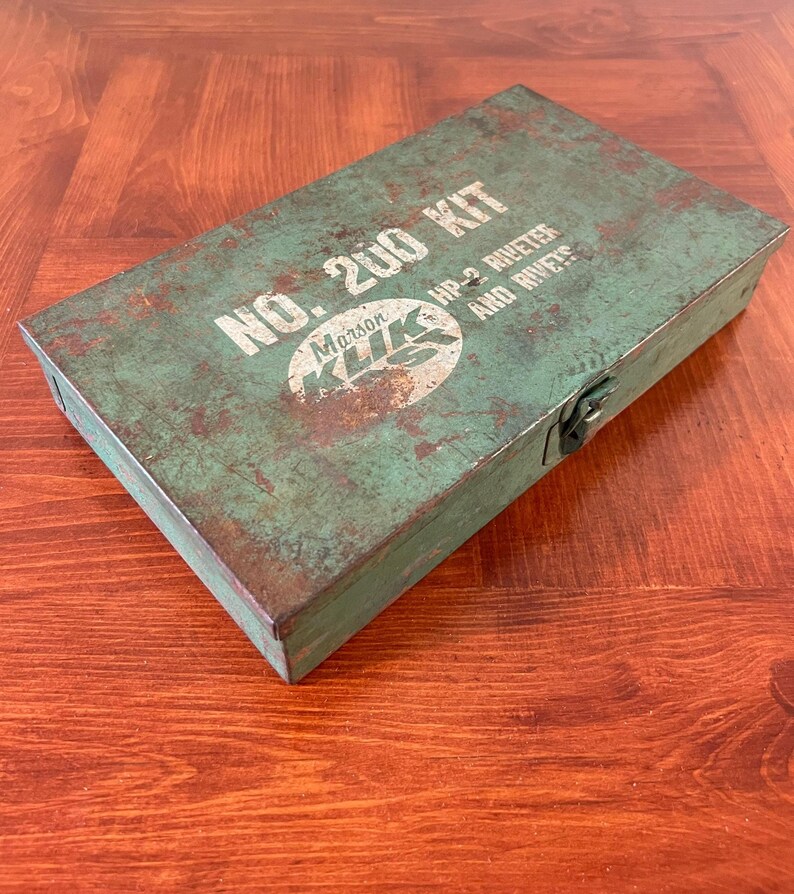 Marson Klik Fast Vintage Mid Century Rusted No. 200 Kit Rivet Tin Box ...