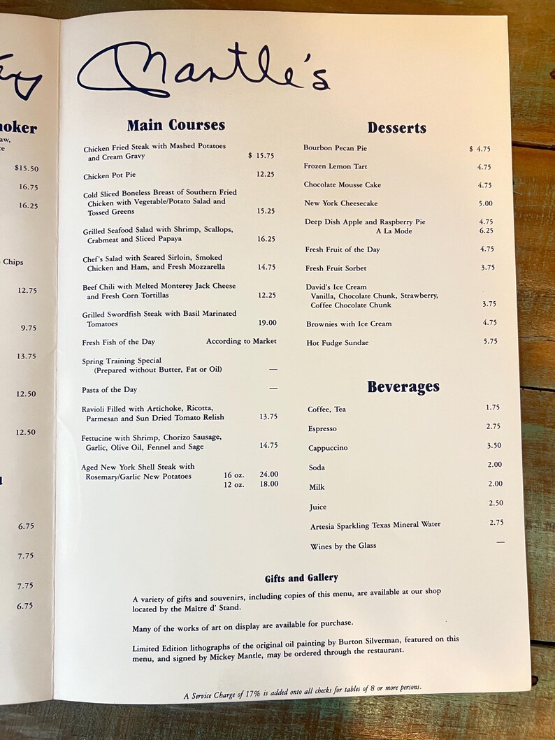 Mickey Mantle Restaurant Menu Painting Image Photograph, Picture ...