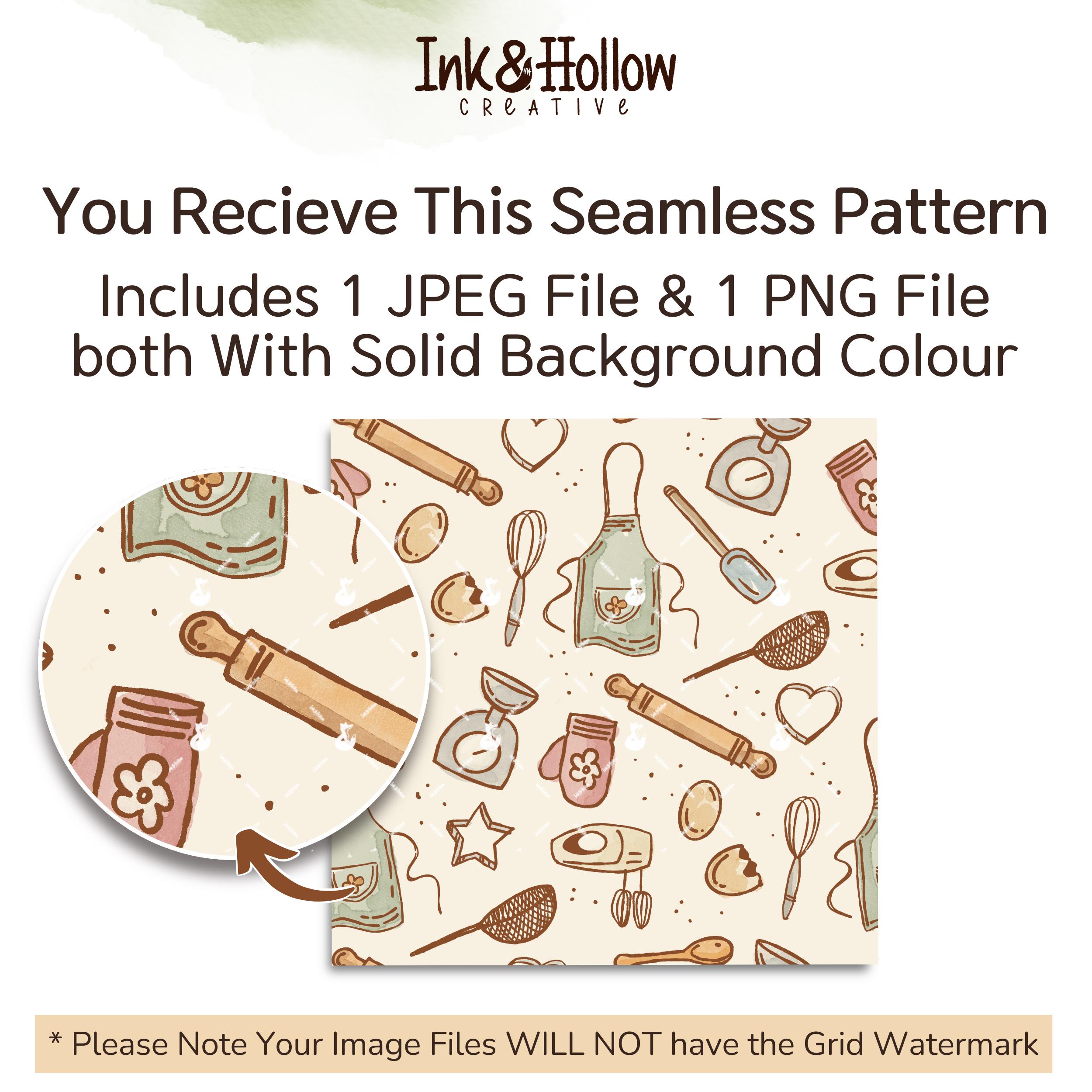 Vintage Baking Repeating Pattern, Watercolour Baking Clipart PNG ...