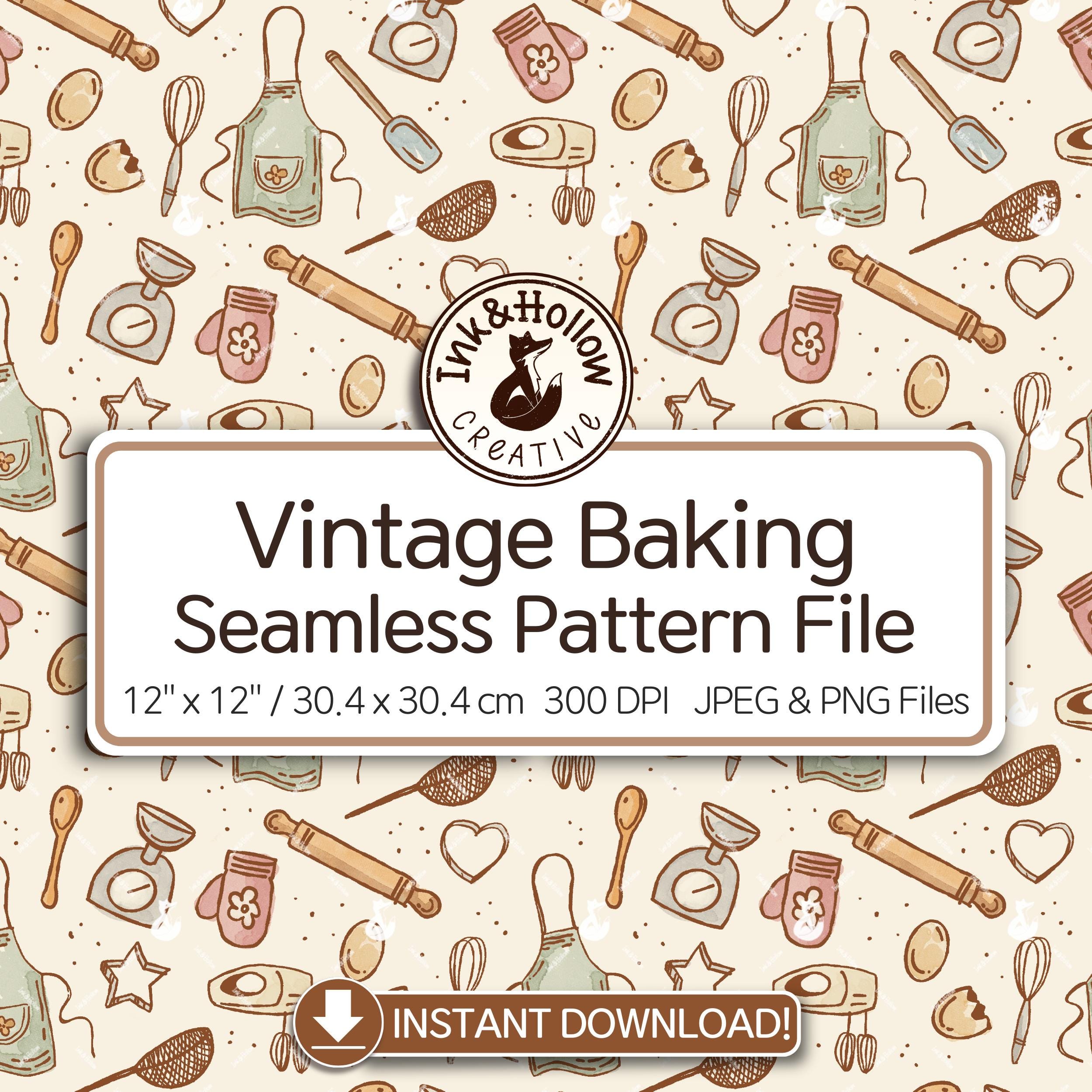 Vintage Baking Repeating Pattern, Watercolour Baking Clipart PNG ...