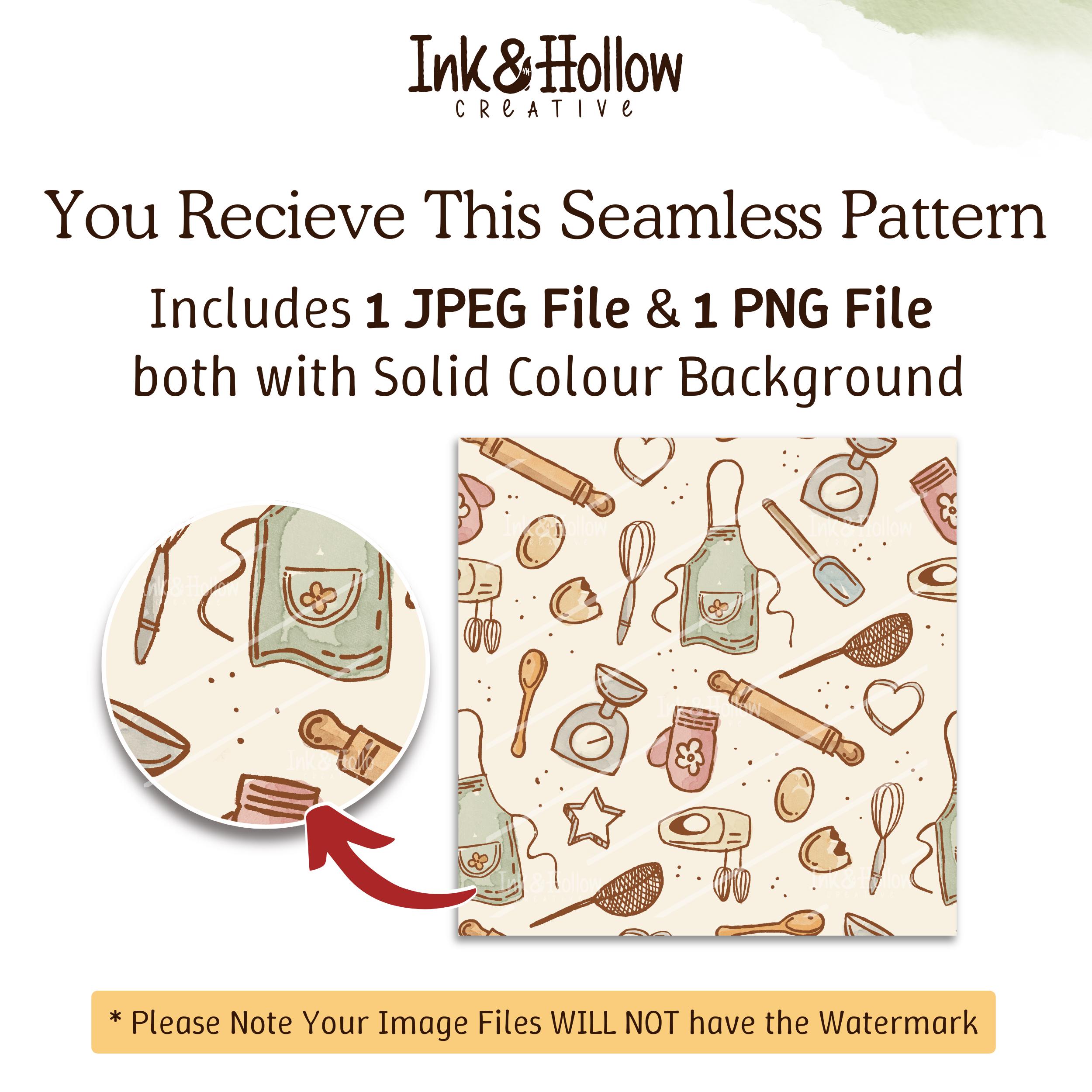 Vintage Baking Repeating Pattern, Watercolour Baking Clip Art PNG ...