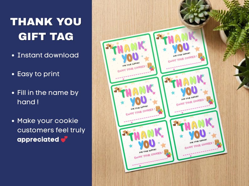 Girl Scout Thank You Gift Tags Printable, Troop Appreciation Card ...