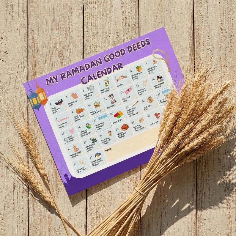 Ramadan Planner Printable for Kids | Digital Ramadan Calendar Good ...