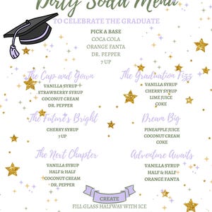 Graduation Soda Bar Menu | White Background | 4 Pastel Color Options ...