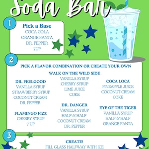 Soda Bar Menu | 3 Color Options | Party | Celebrate | Digital Printable ...