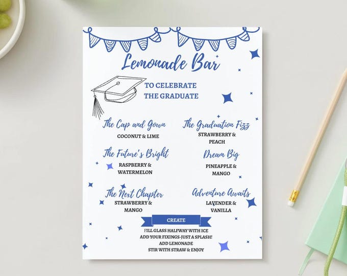 Create Your Own | Lemonade Bar Menu | White Background | Digital ...