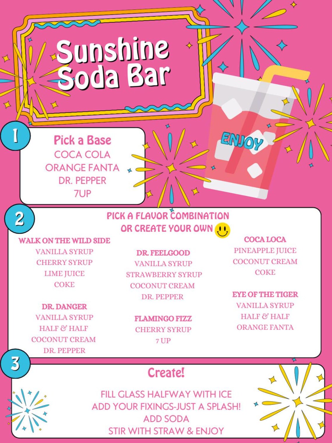 Soda Bar Menu | Celebrate | Digital Printable | Two Designs - Etsy