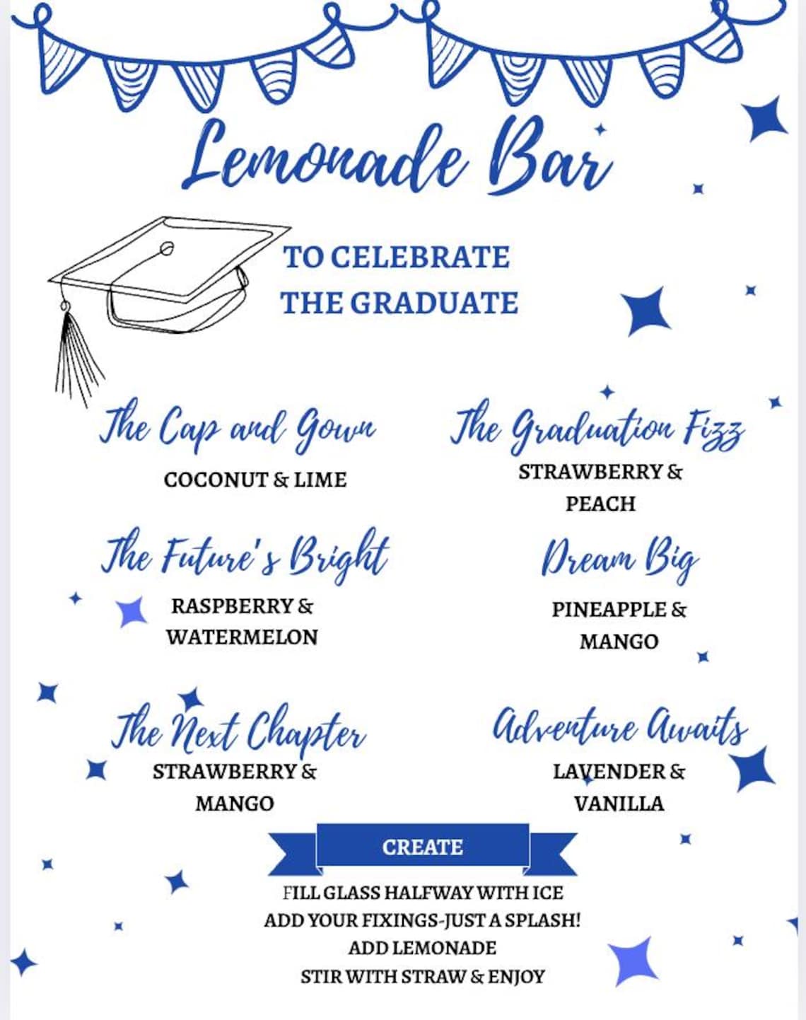 Create Your Own | Lemonade Bar Menu | White Background | Digital ...