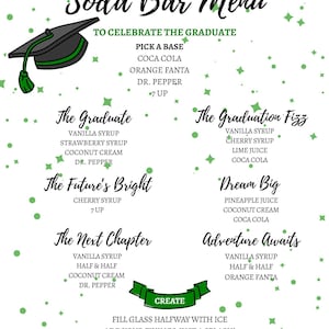 Graduation Soda Bar Menu | White Background | 5 Bright Color Options ...