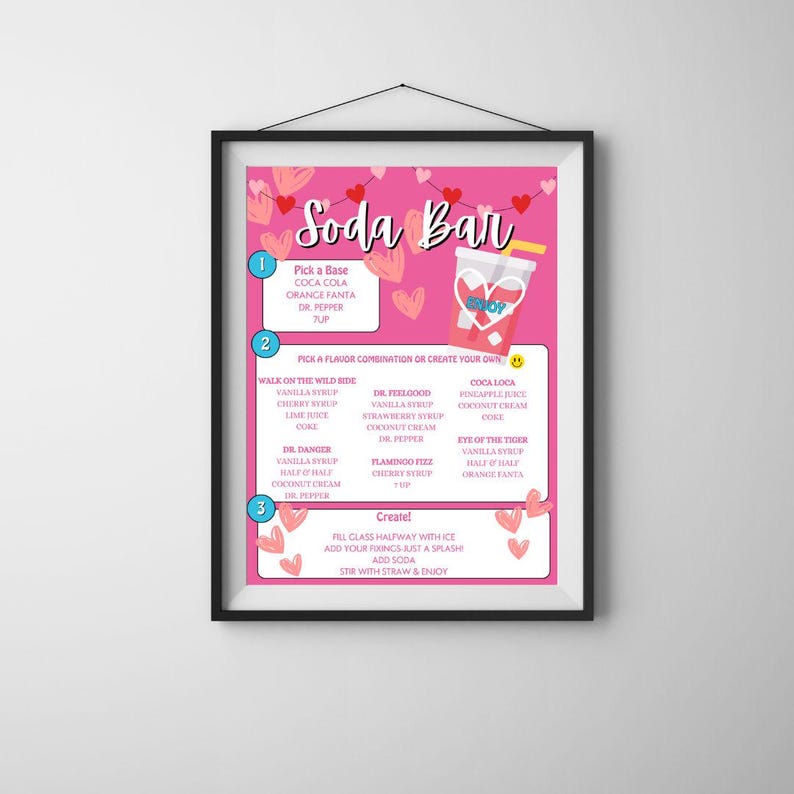 Soda Bar Menu | Celebrate | Digital Printable | Two Designs - Etsy