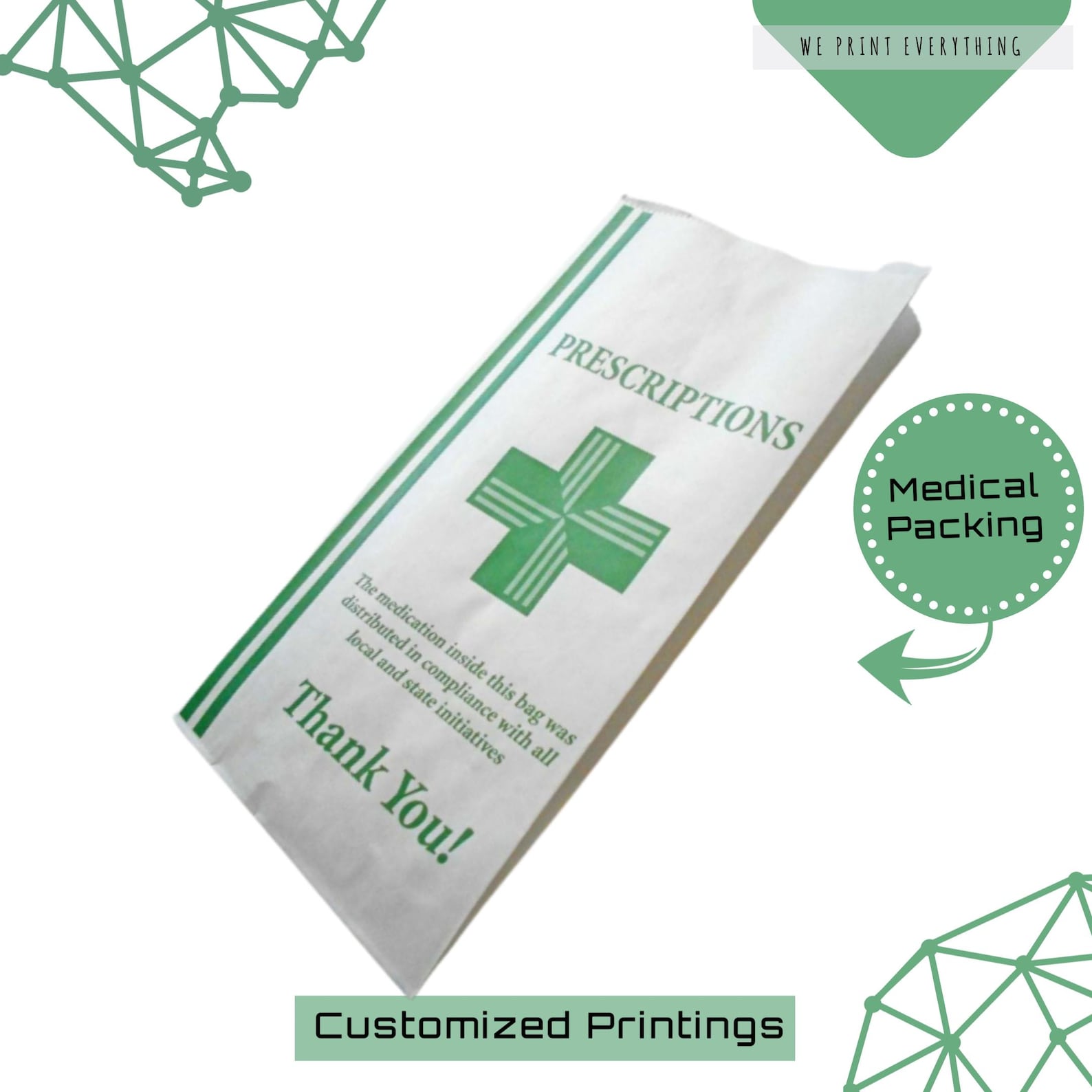 Set of White Prescription Pharmacy Paper Bags – Perfect for Medicines ...