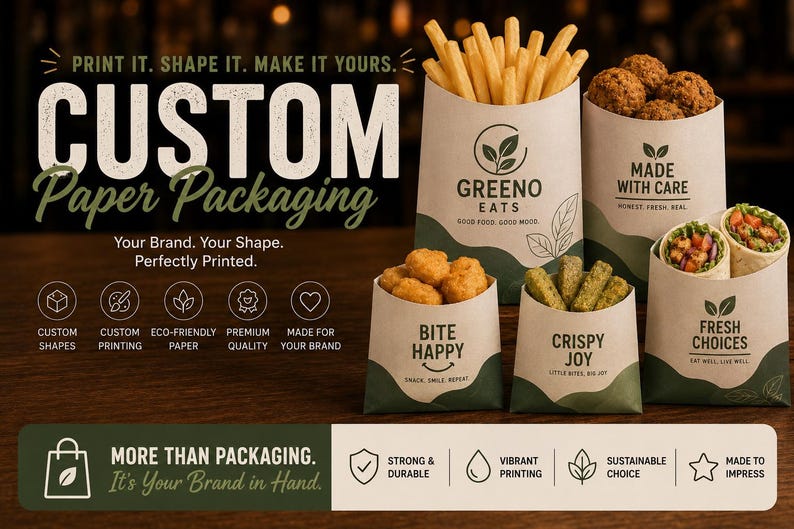 Custom Logo Food Packaging | Printed Fries Boxes, Nugget Boxes & Paper ...