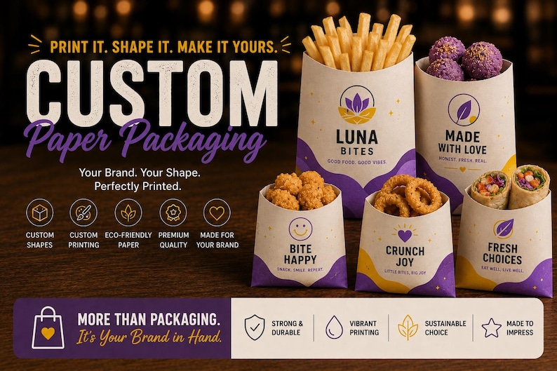 Custom Logo Food Packaging | Printed Fries Boxes, Nugget Boxes & Paper ...
