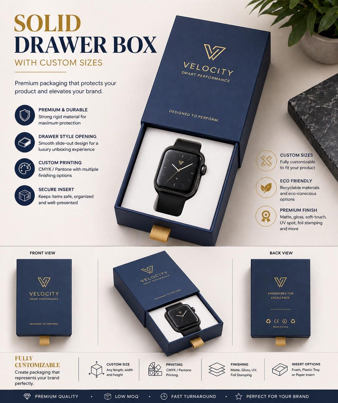 Custom Rigid Drawer Box With Logo Printing | Slide Out Packaging ...